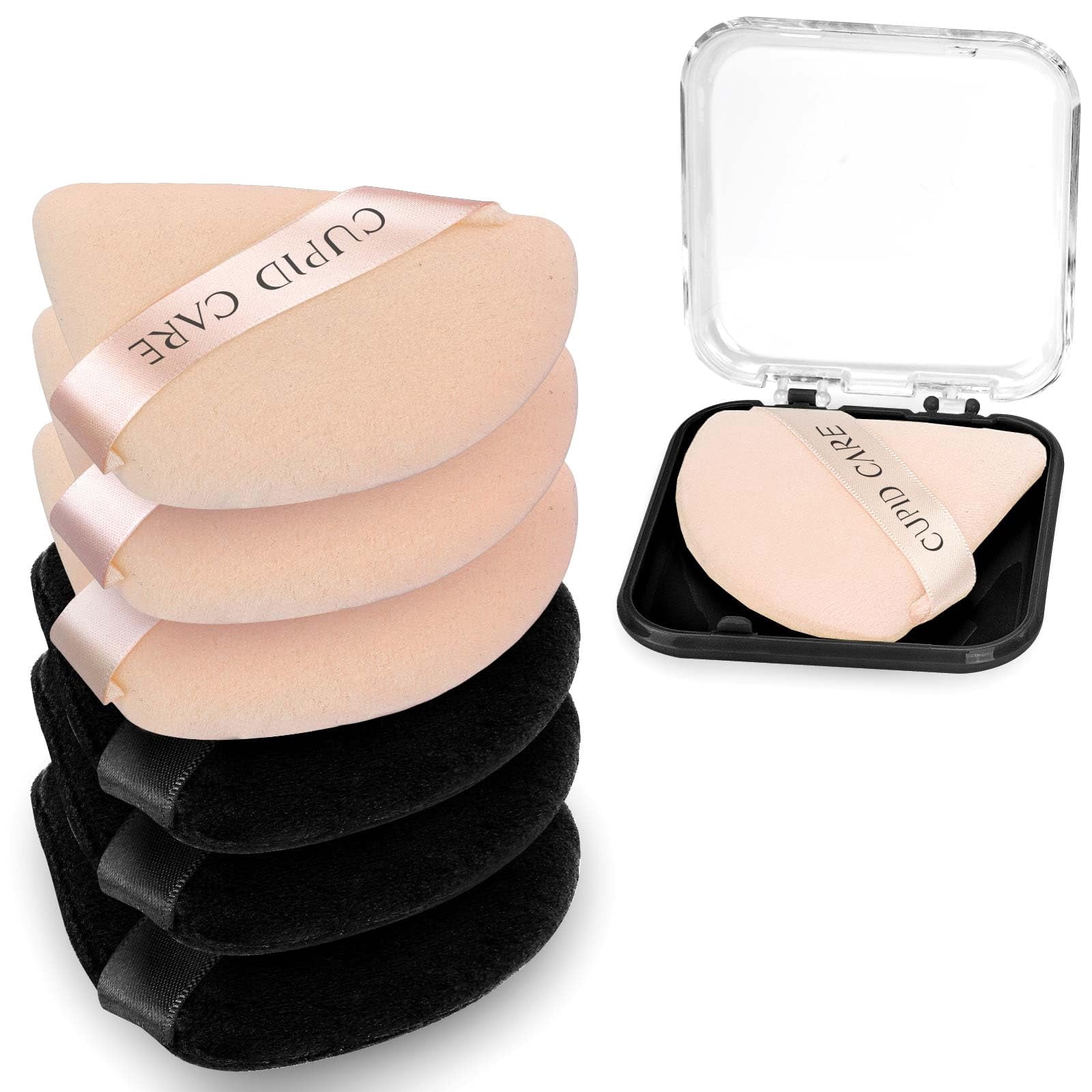 CUPID CARE 6 Pcs IFF17 Triangle Powder Puff Travel Cases, Setting ...