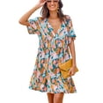Cupshe Womens Modest Soft Tropics V Neckline Short Sleeve Mini Summer