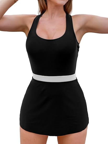 CUPSHE Women's One Piece Swimsuit Swim Dress Scoop Neck Bathing Suit ...