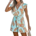 CUPSHE Women's Romper Tropical Flutter Sleeve Boho Overall V Neck Wide ...