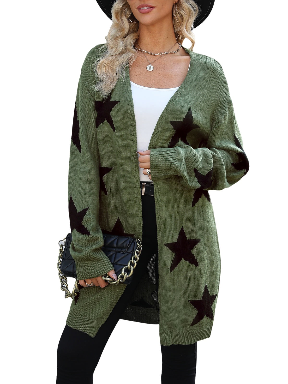 CUPSHE Women's Star Print Open Front Cardigan,Sizes S-XL - Walmart.com