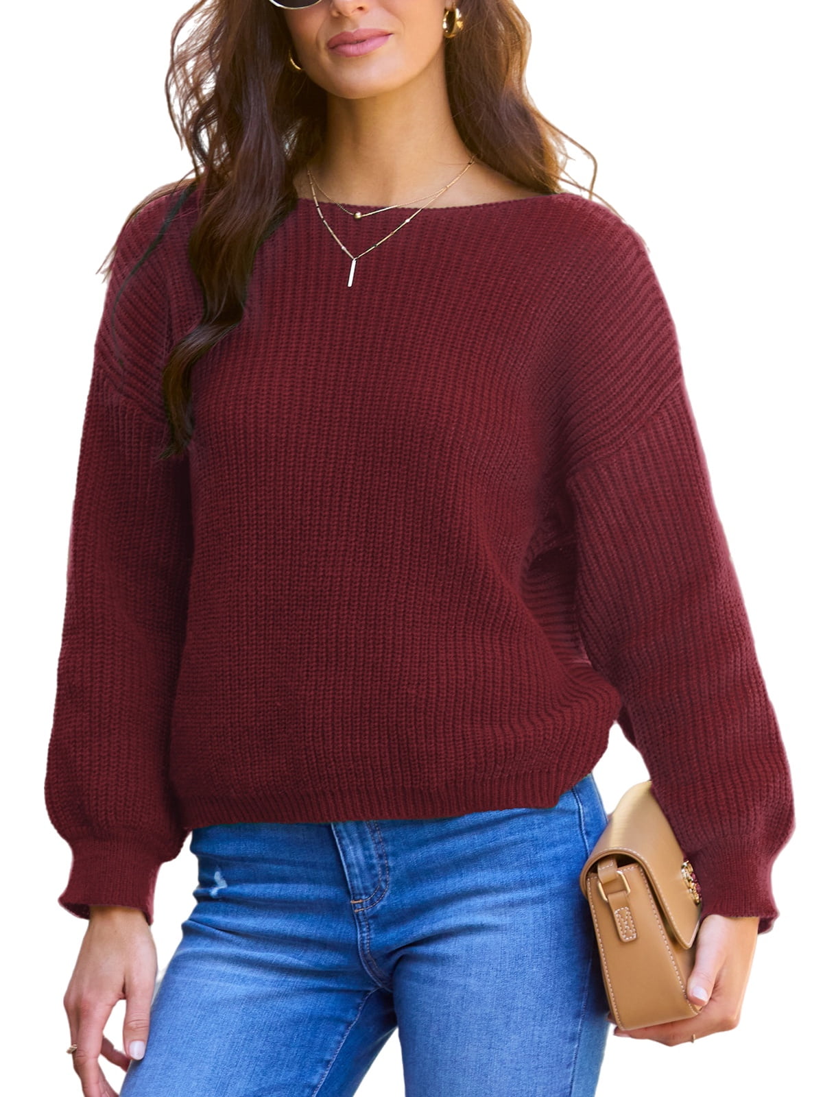 CUPSHE Womens Ribbed Knit Pullover Sweater 2024 Fall Long Sleeve Twist ...