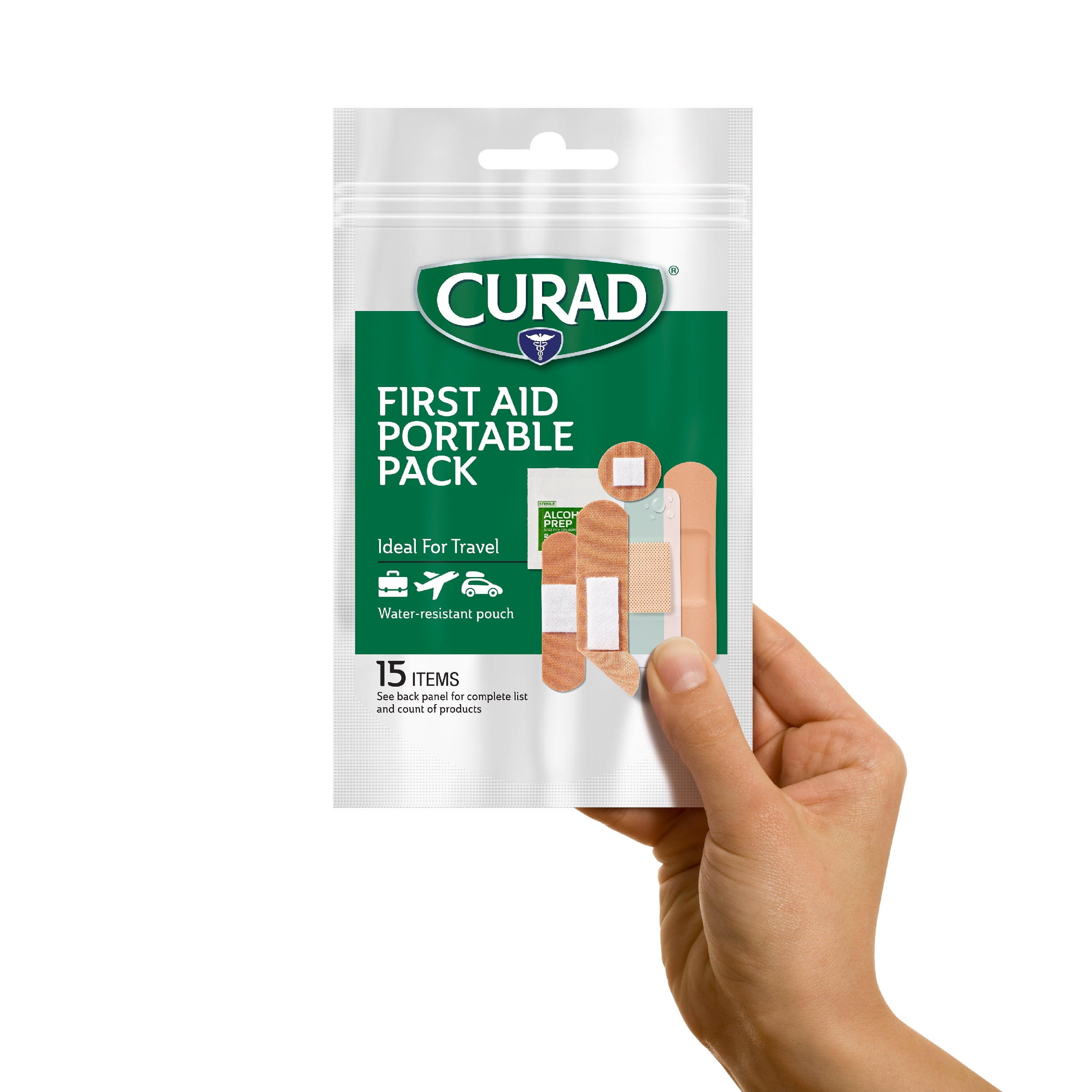 CURAD Frist Aid Portable Pack | 15 - Count On-the-Go Essentials | 12 ...