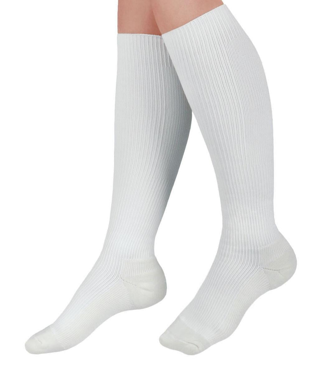 CURAD Knee-High Cushioned Compression Socks with 15-20 mmHg, White ...