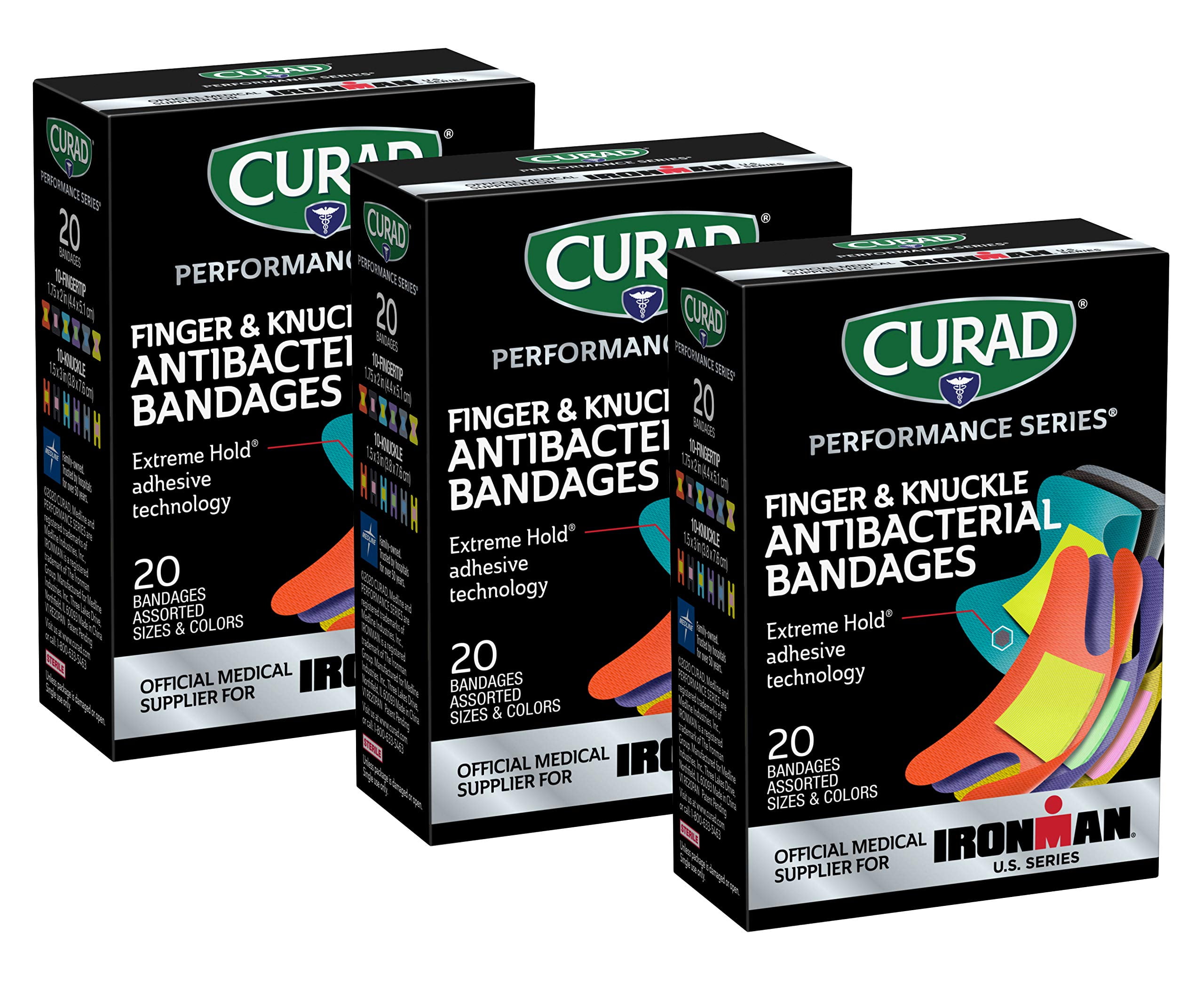 CURAD Performance Series IRONMAN Antibacterial Bandages, Extreme Hold ...