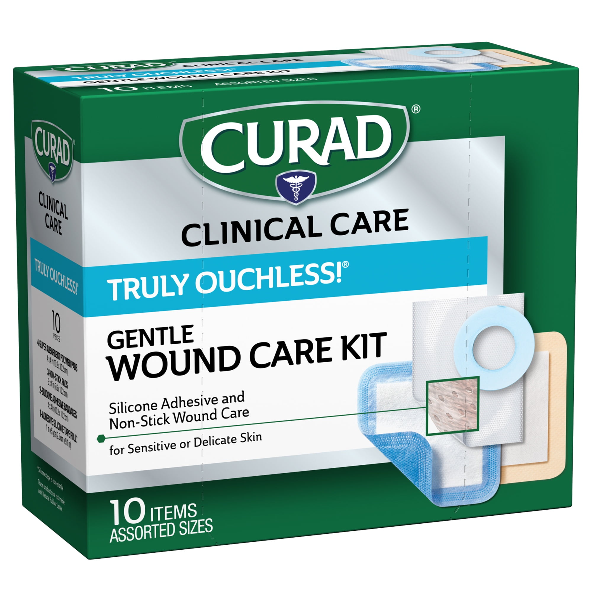 CURAD Truly Ouchless! Gentle Wound Care Kit, Assorted Pack of Bandages ...