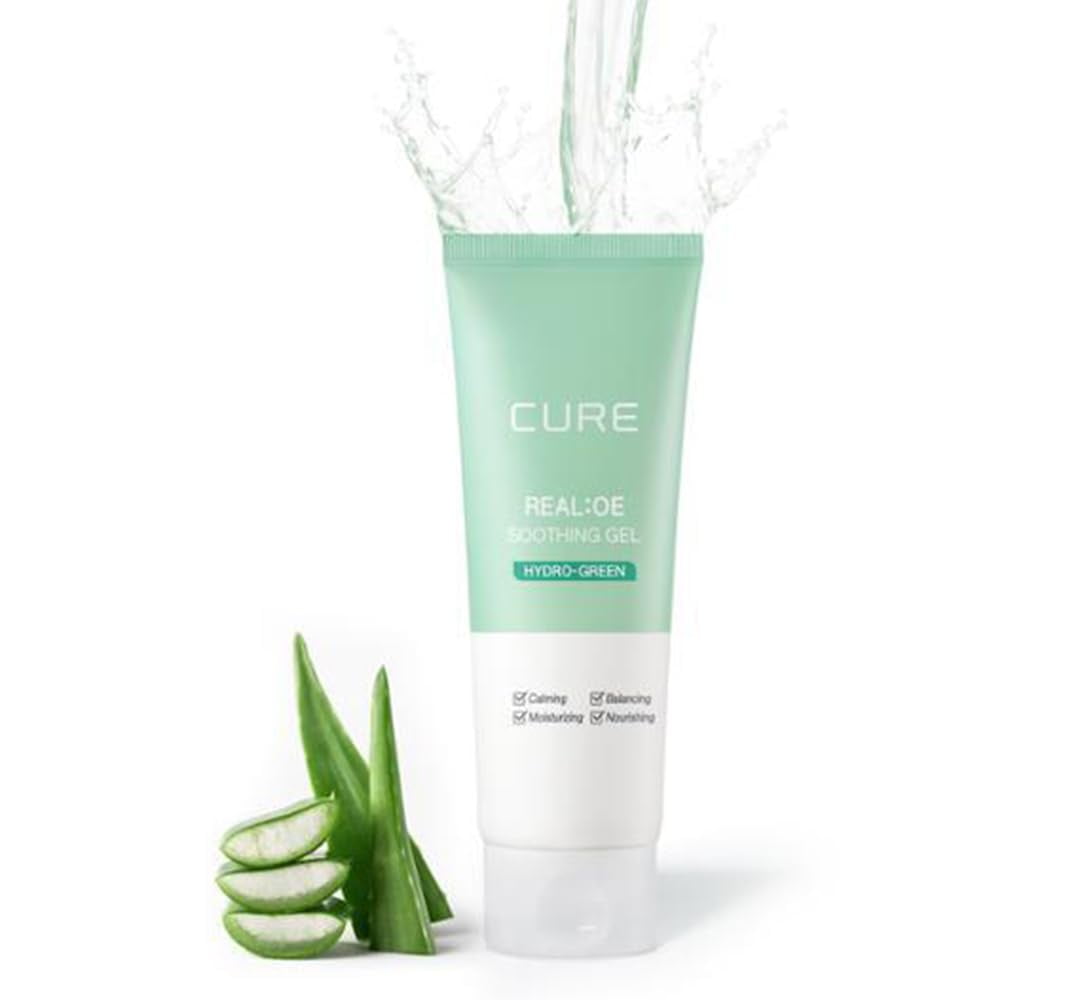 CURE Aloe Vera Gel BCA3 with 90.52% Leaf Juice, Soothing & Hydrating ...