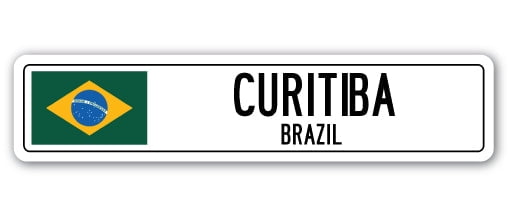 CURITIBA BRAZIL Street Sign Brazilian flag city country road wall gift ...