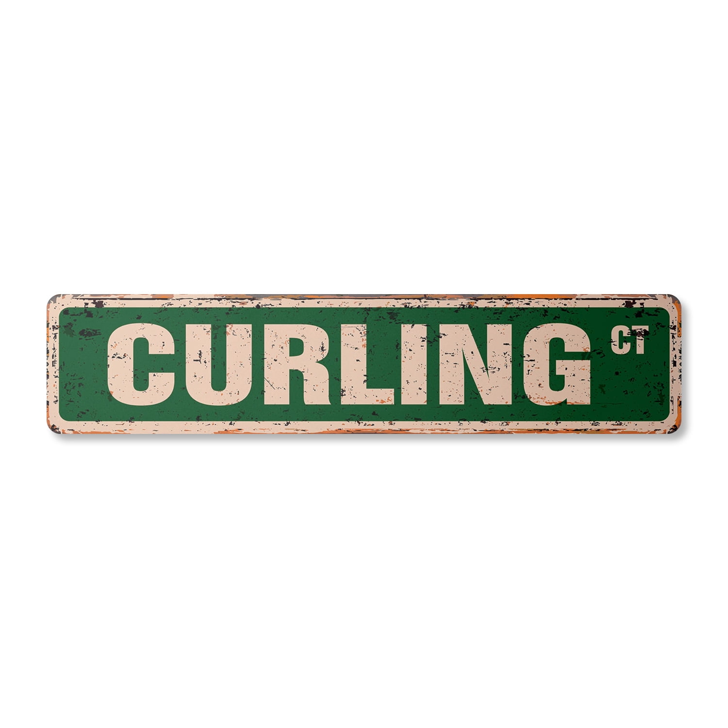 CURLING Vintage Plastic Street Sign sport brushes shoes sliders ...