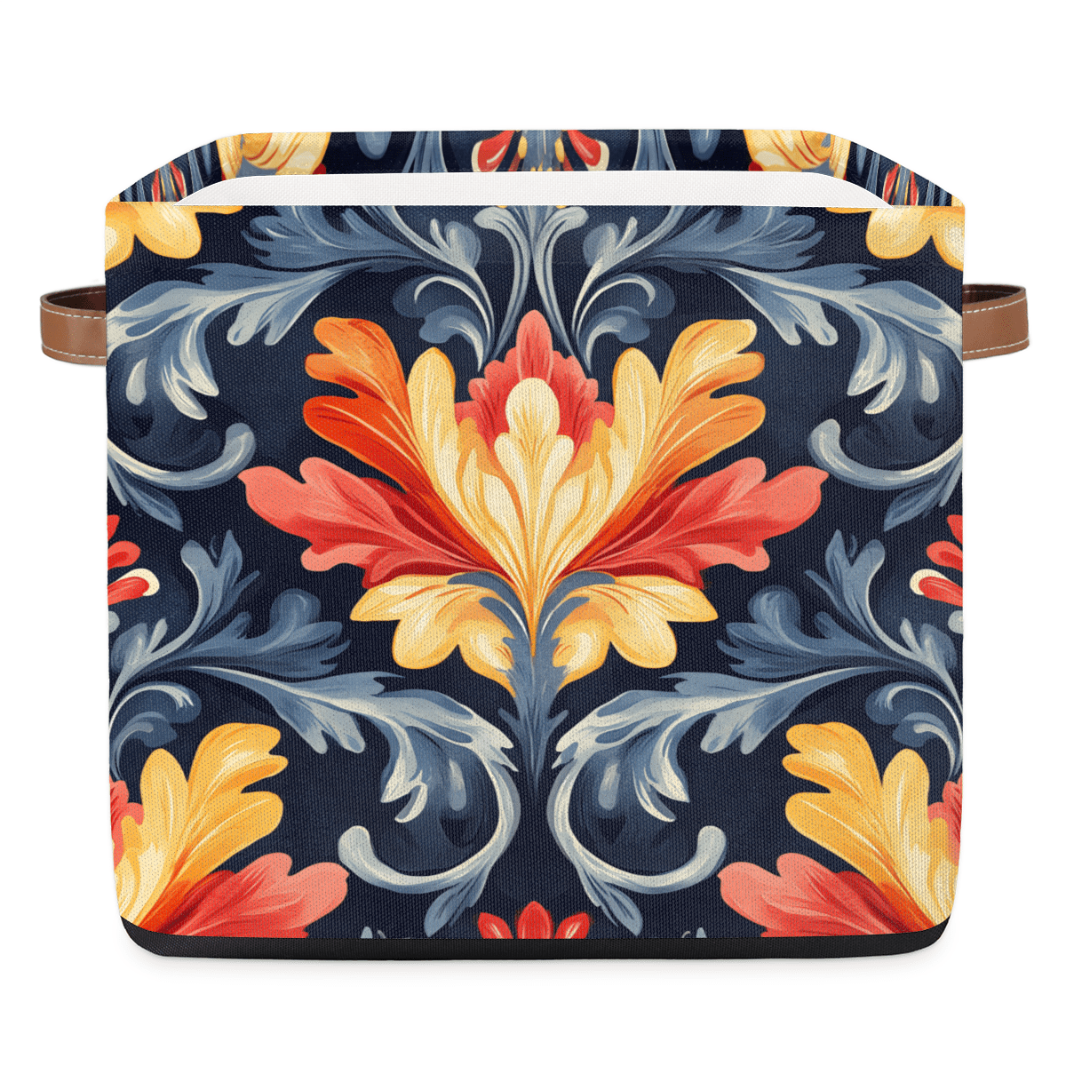 CURLYOOT 13 x 13 Inch Cube Storage Bin, Abstract Flowers Fabric Storage ...
