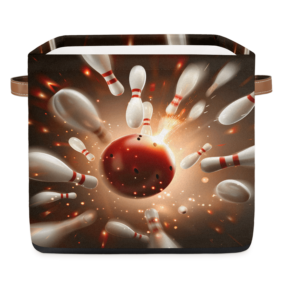 CURLYOOT 13 x 13 Inch Cube Storage Bin, Bowling Ball Sport Fabric ...