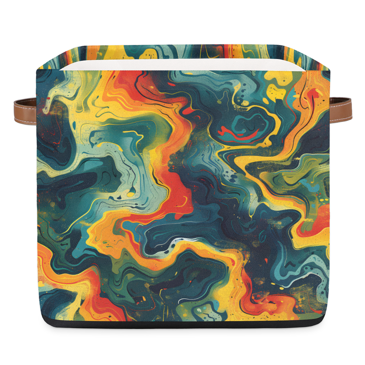 CURLYOOT 13 x 13 Inch Cube Storage Bin, Colorful Marble Fabric Storage ...