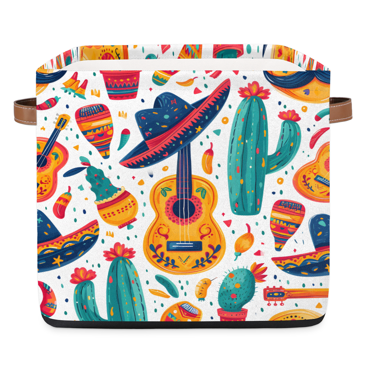 CURLYOOT 13 x 13 Inch Cube Storage Bin, Mexico Fabric Storage Cube ...