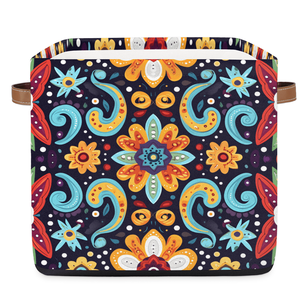 CURLYOOT 13 x 13 Inch Cube Storage Bin, Mexico Style Fabric Storage ...