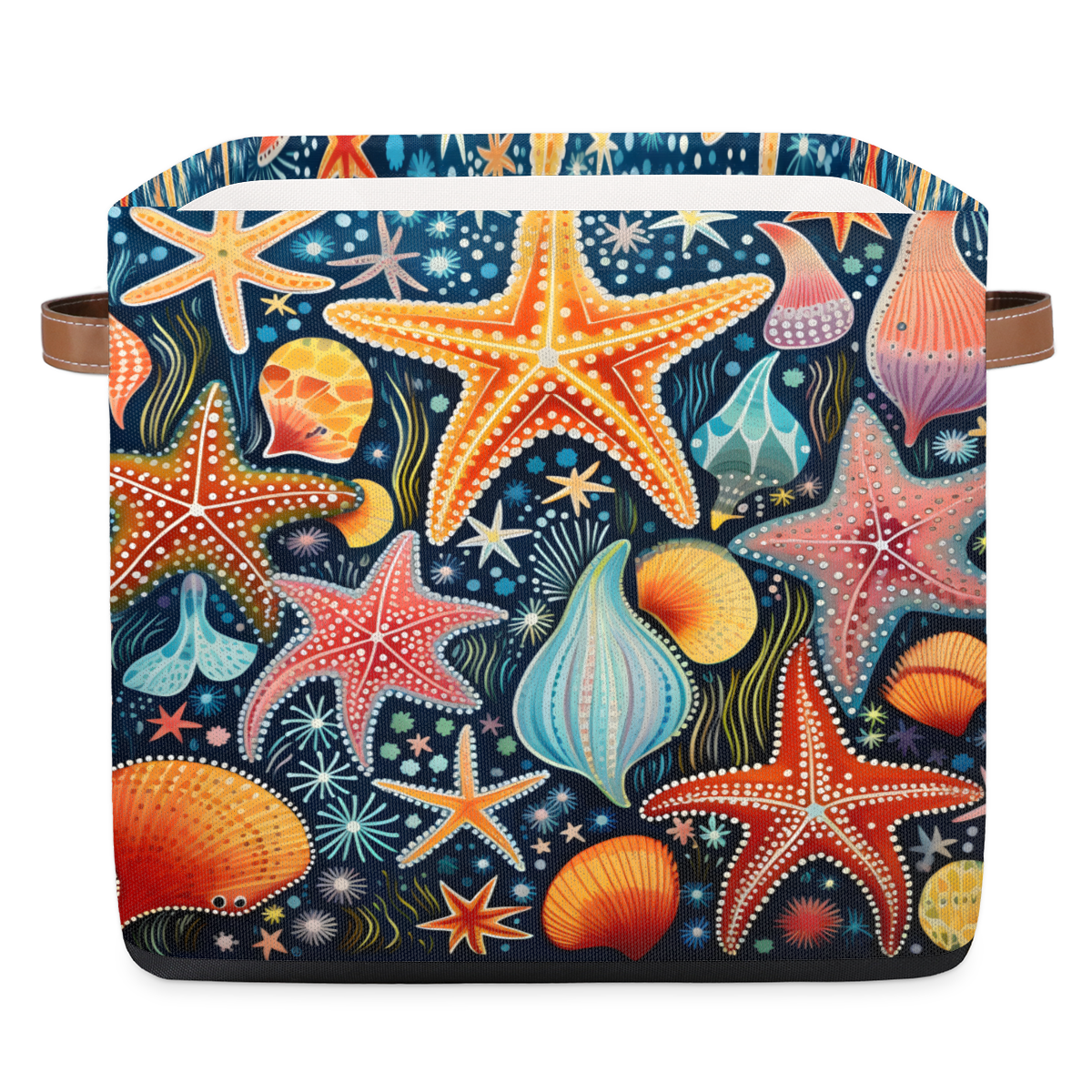 CURLYOOT 13 x 13 Inch Cube Storage Bin, Nautical Starfish Fabric ...