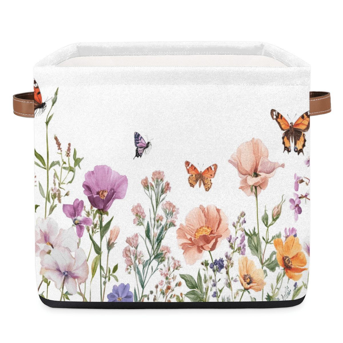 CURLYOOT 13 x 13 Inch Cube Storage Bin, Spring Summer Flower and ...