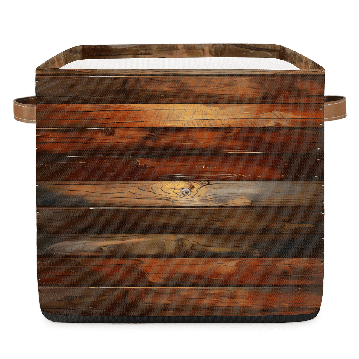 CURLYOOT 13 x 13 Inch Cube Storage Bin, Wooden Farmhouse Style Fabric ...