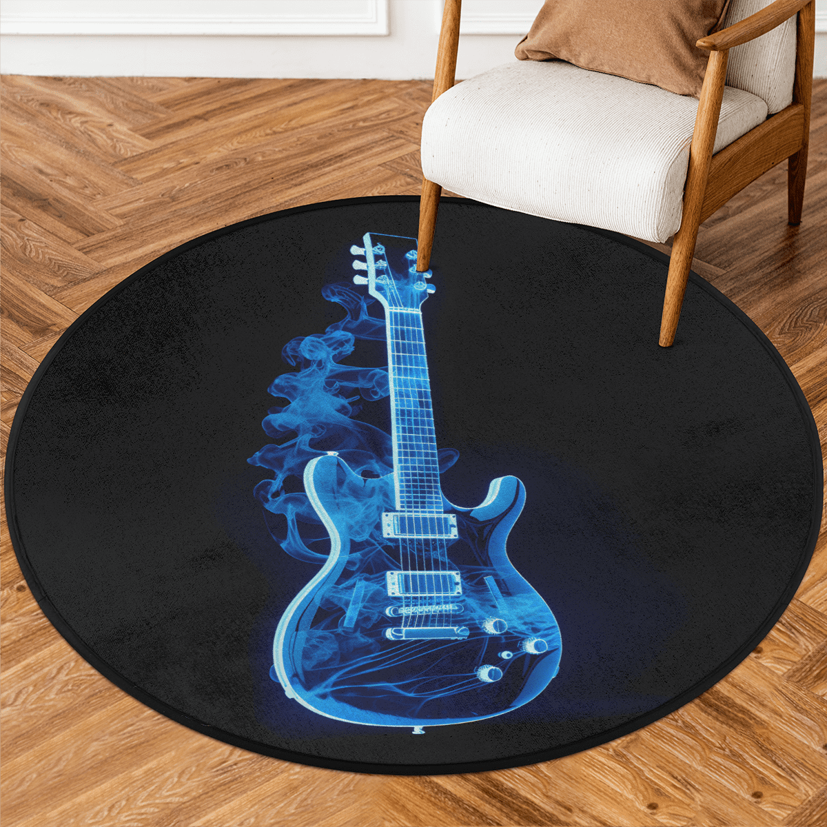 CURLYOOT Abstract Electric Guitar 5.2ft Round Rug for Living Room ...
