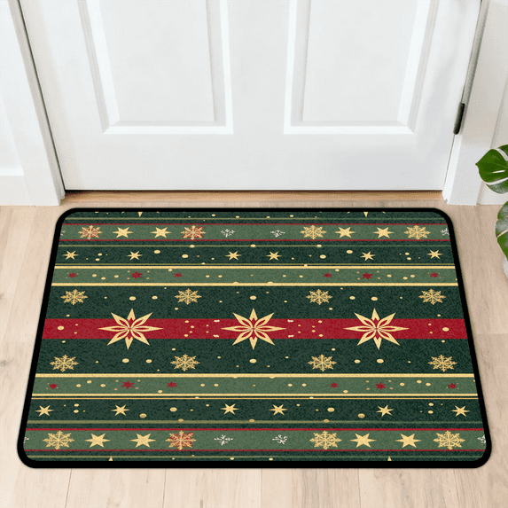 CURLYOOT Abstract Snowflake Indoor Doormat, Non-Slip Absorbent Door Mat ...