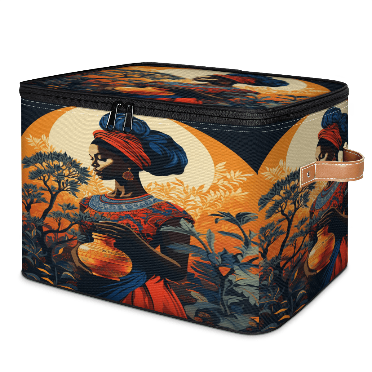 CURLYOOT African American Black Women Storage Bin with Zipper Lid ...