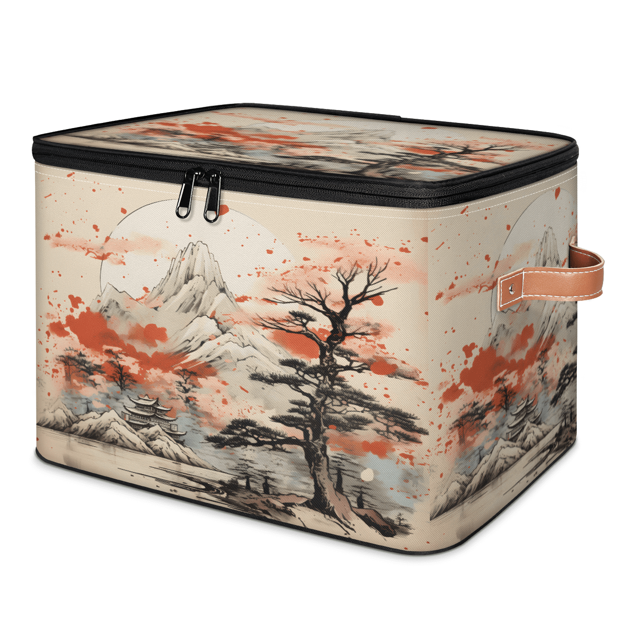 CURLYOOT Asian Japanese Chinese Style Storage Bin with Zipper Lid ...