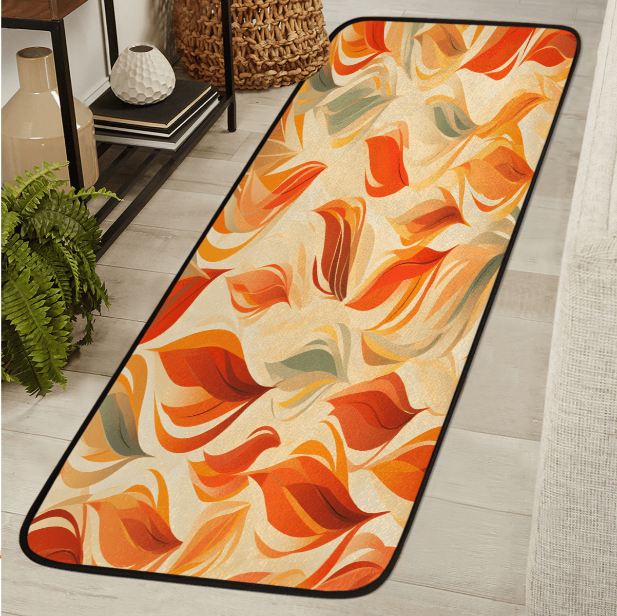 CURLYOOT Autumn Leaf Runner Rug 2'x6' Washable Kitchen Runner Rug ...