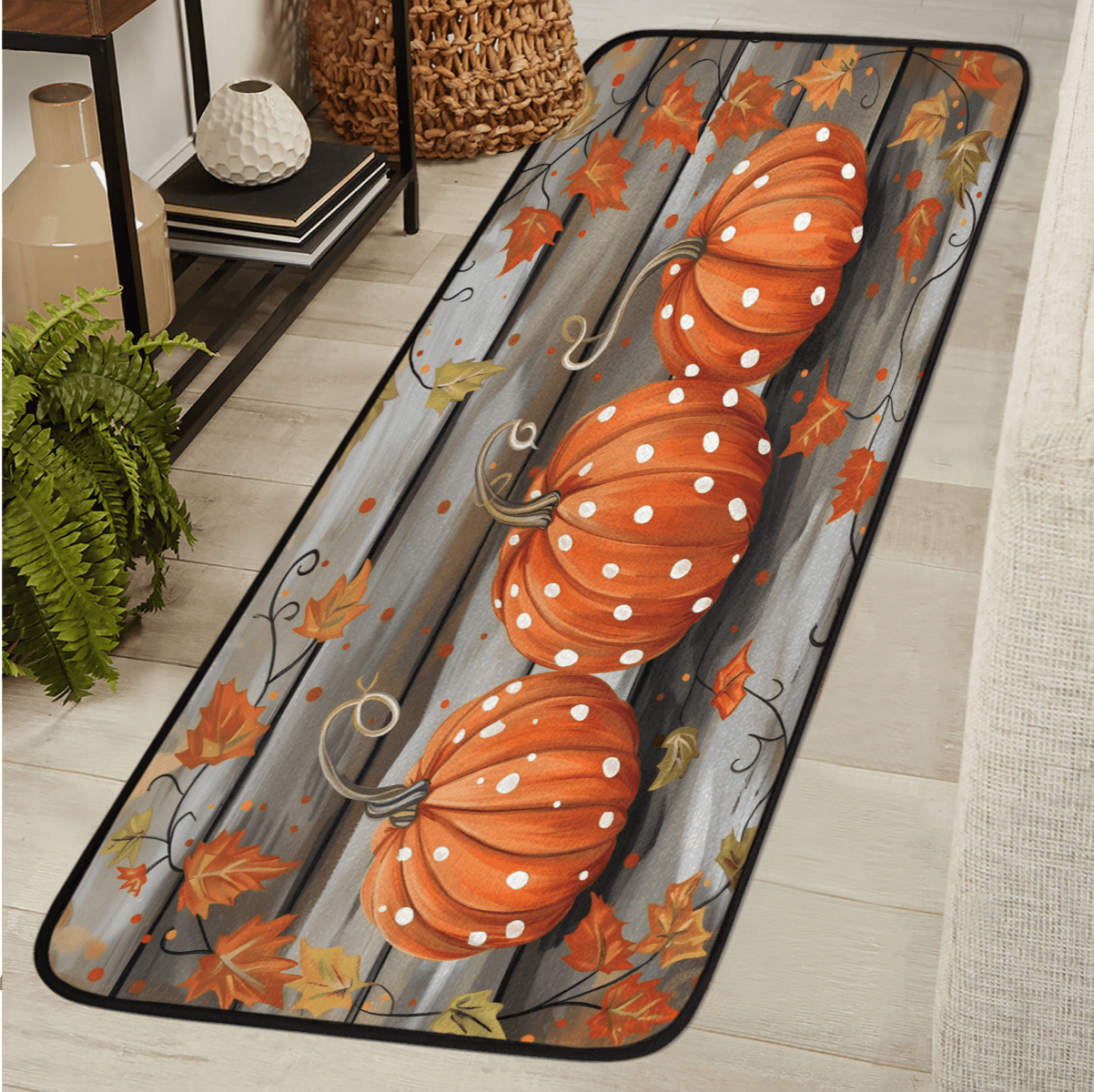 CURLYOOT Autumn Pumpkin Cute Runner Rug 2'x6' Washable Kitchen Runner ...
