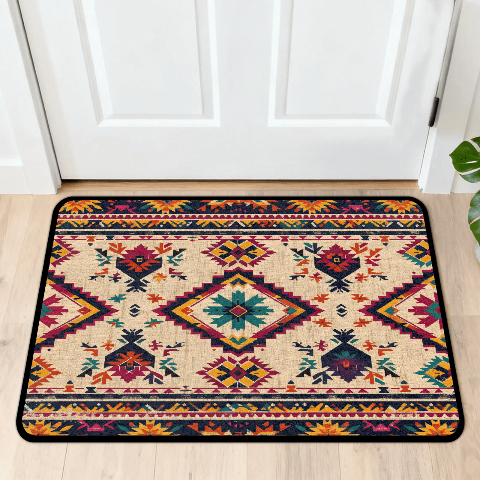 CURLYOOT Aztec Door Mat 24" x 36" Absorbent Front Doormat Entrance Mat ...