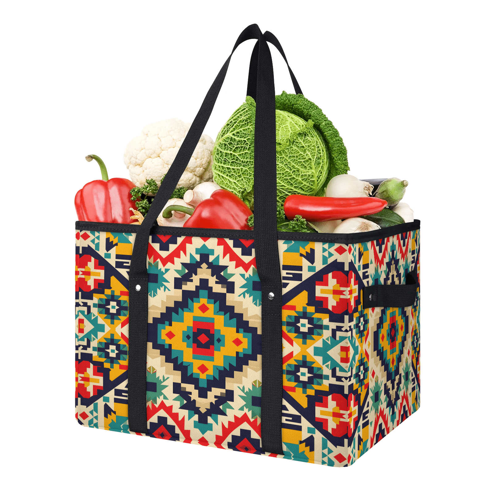 CURLYOOT Aztec Reusable Grocery Bag, Large Foldable Grocery Totes ...