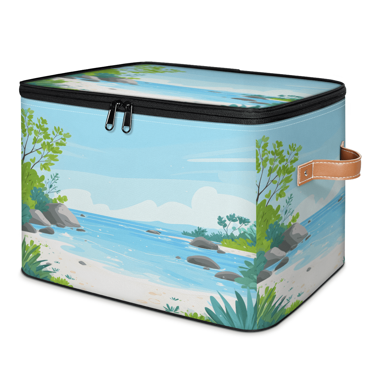 CURLYOOT Beach Ocean Storage Bins with Lid, Decorative Fabric Closet ...