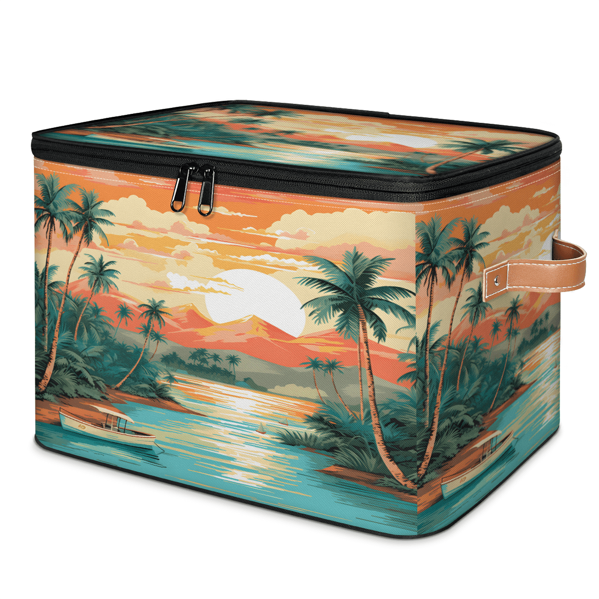 CURLYOOT Beach Ocean Tropical Hawaiian Coastal Storage Bin with Zipper ...