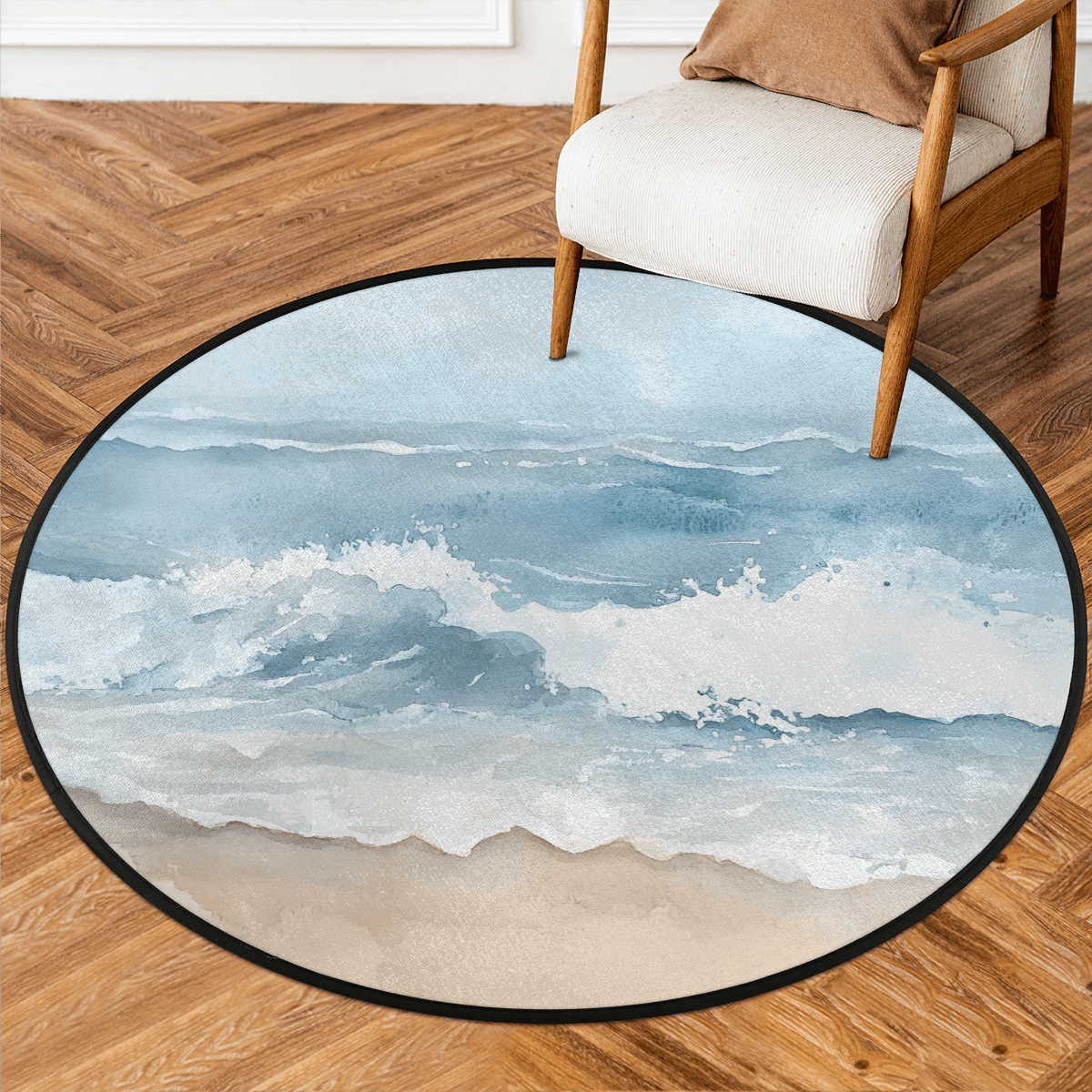 CURLYOOT Beach Sea Summer Ocean 5.2ft Round Rug for Living Room, Large ...