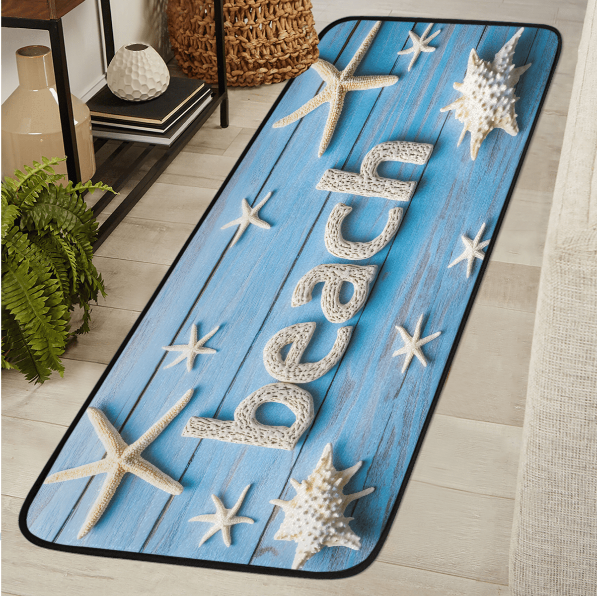 CURLYOOT Beach Starfish Runner Rug 2'x6' Washable Kitchen Runner Rug ...