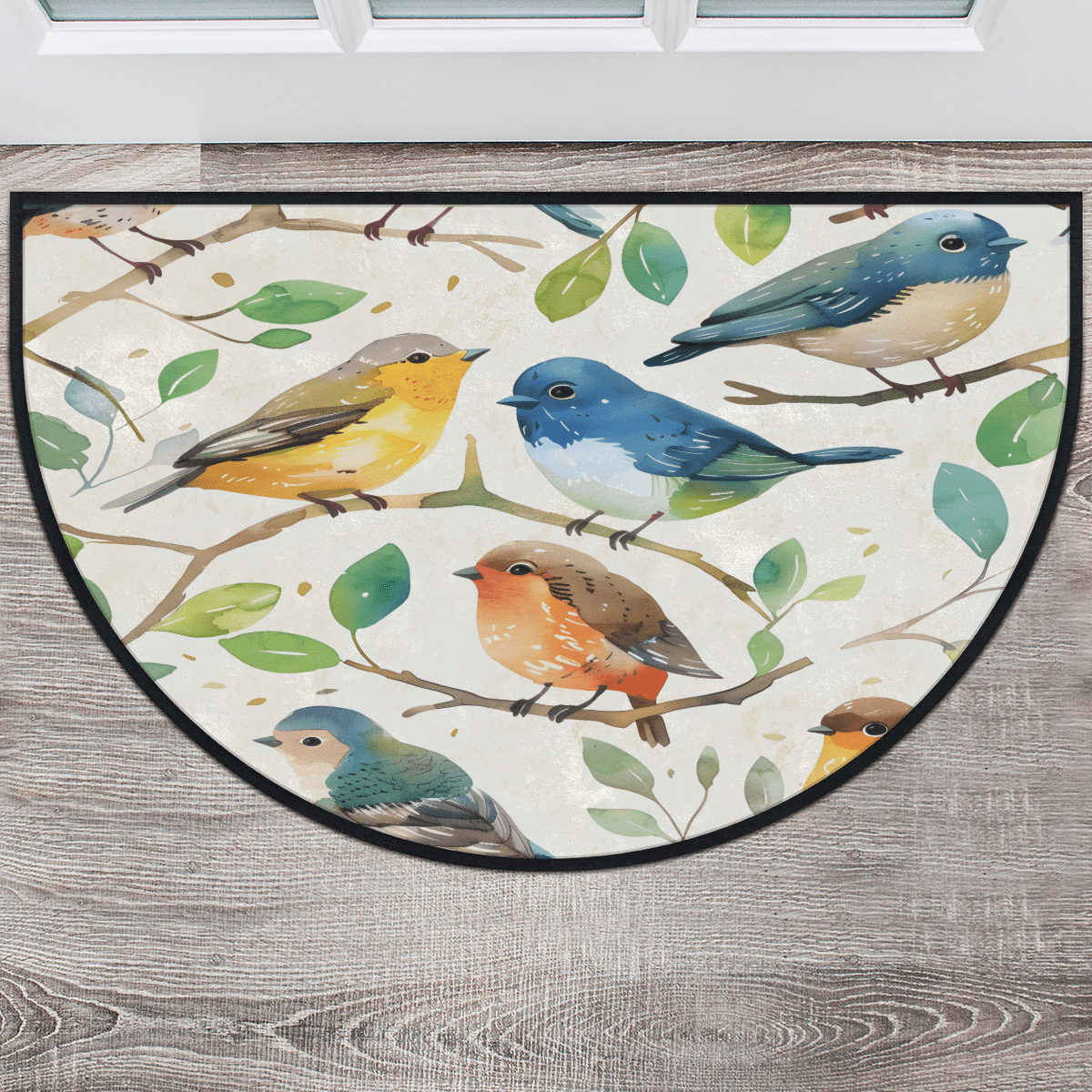 CURLYOOT Birds Half Round Door Mat 24'' x 36'', Indoor Outdoor Entrance ...