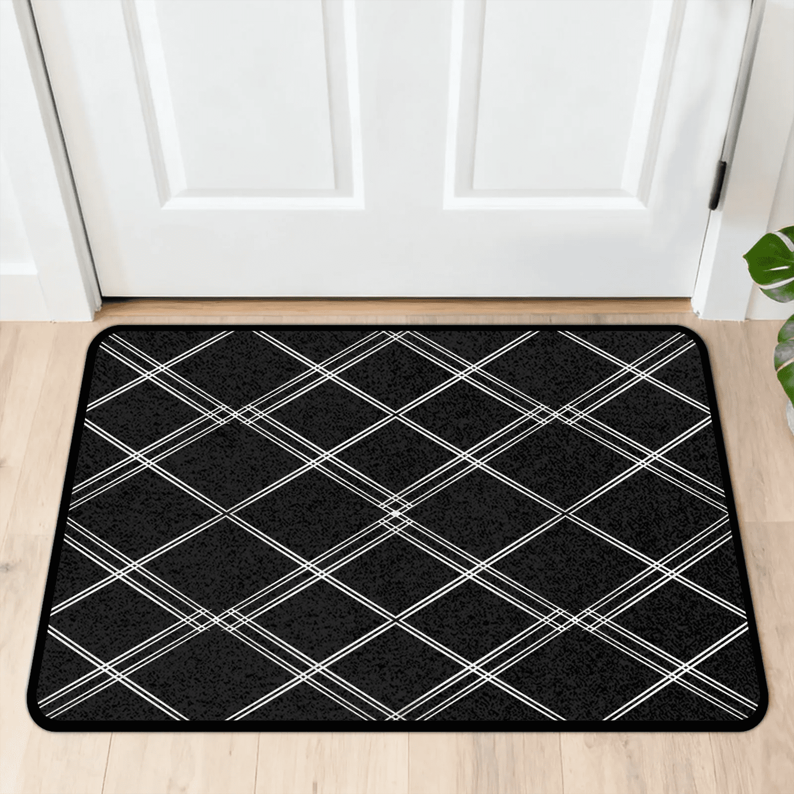 CURLYOOT Black Square Door Mat 24