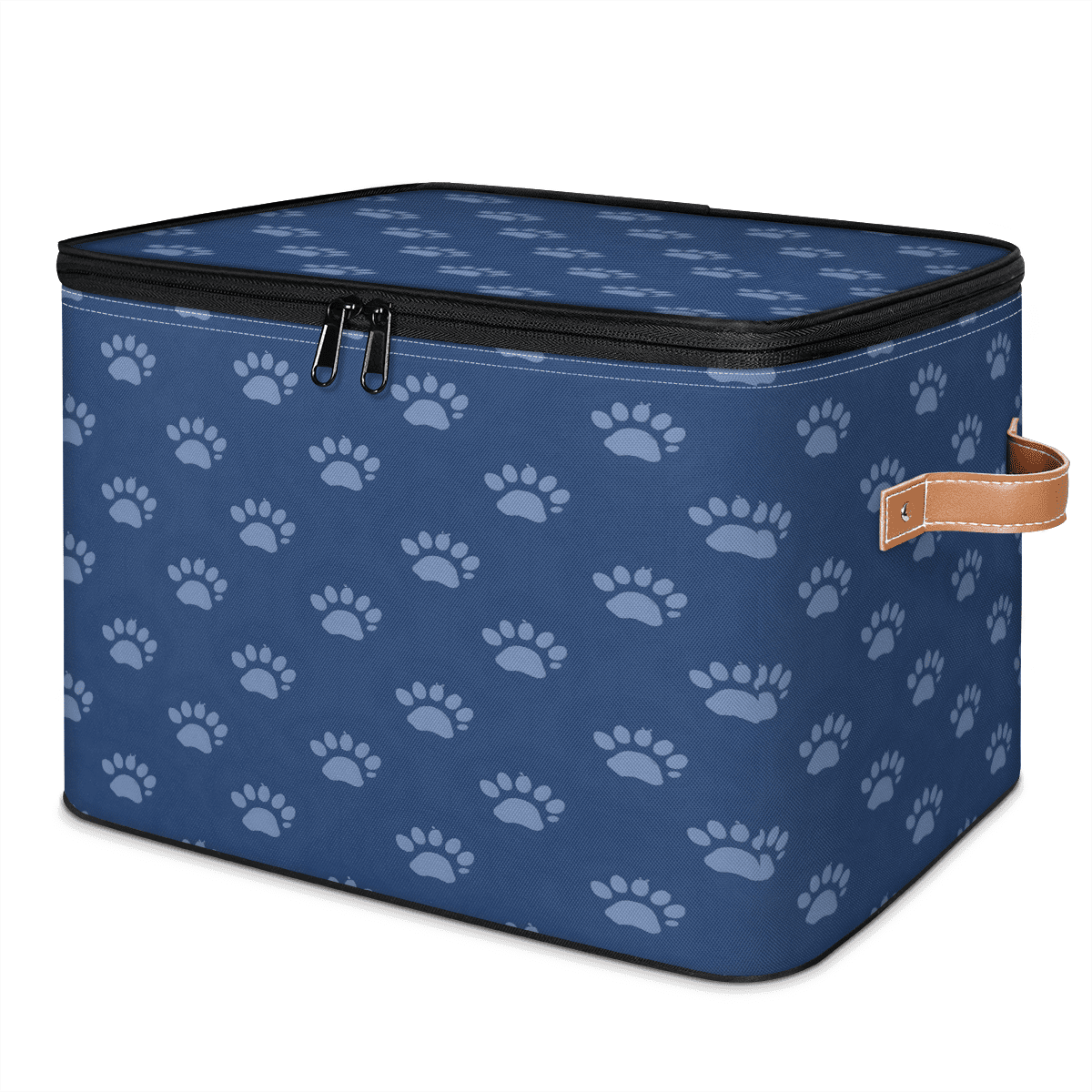 CURLYOOT Blue Dog Paw Storage Bins with Zipper Lid Fabric Storage ...