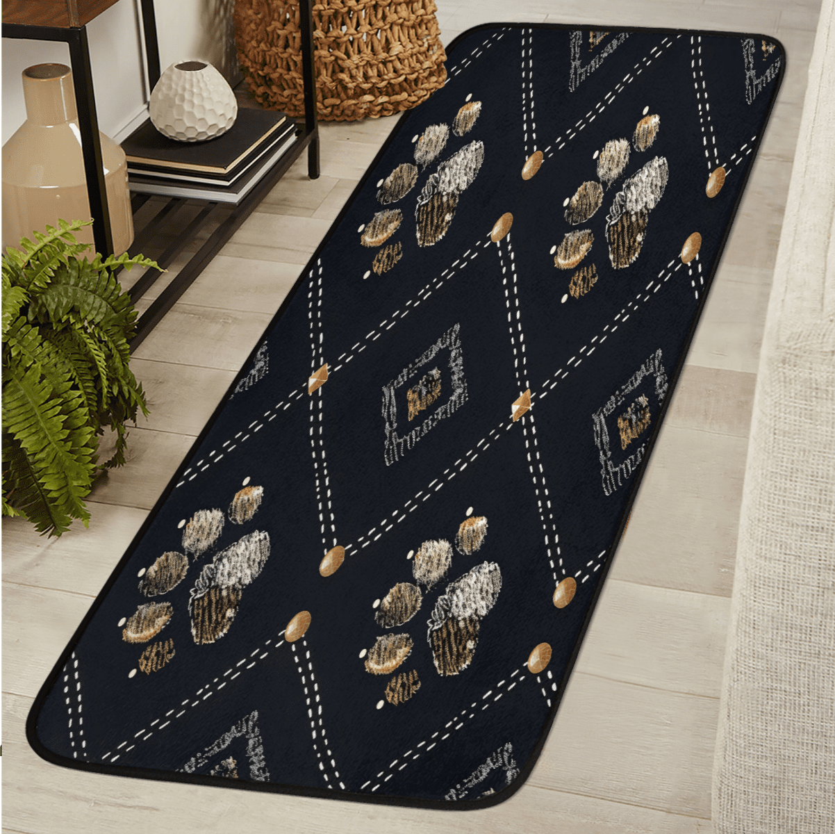 CURLYOOT Boho Dog Paw Print Runner Rug 2'x6' Washable Kitchen Runner ...