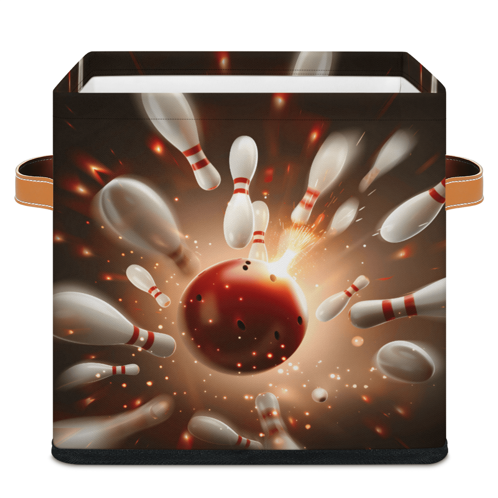 CURLYOOT Bowling Ball Sport 11 x 11 Inch Cube Storage Bin, Fabric ...