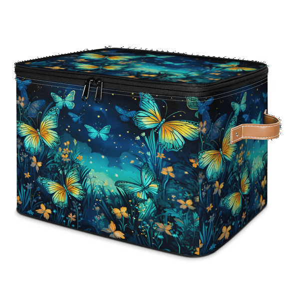 CURLYOOT Butterfly Flower Storage Bins with Zipper Lid Fabric Storage ...