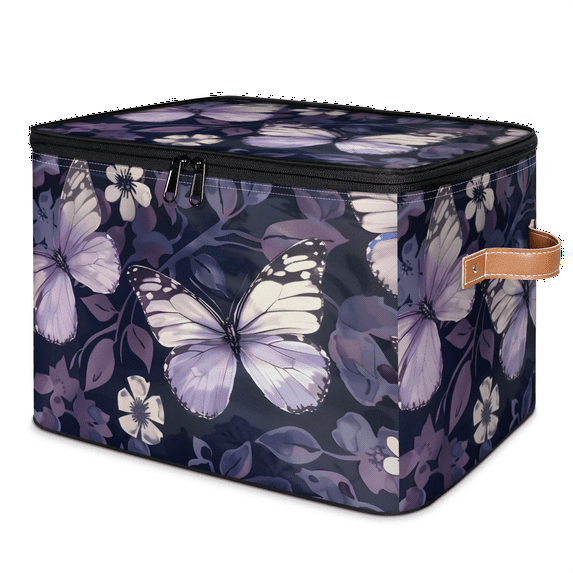 CURLYOOT Butterfly Flowers Floral Storage Bins with Lid, Decorative ...