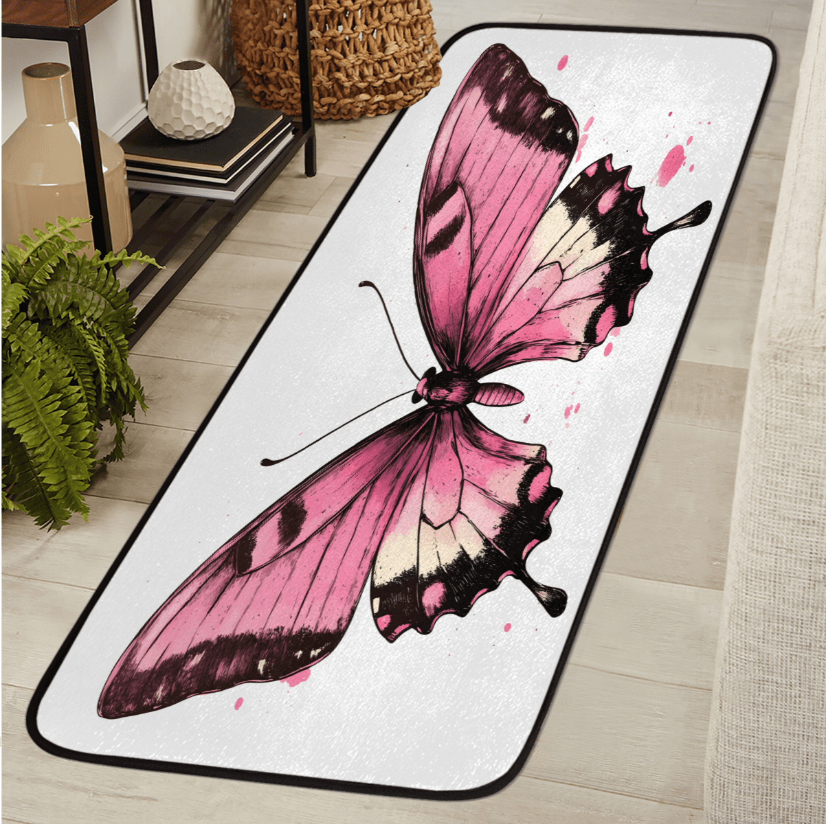 CURLYOOT Butterfly Runner Rug 2'x6' Washable Kitchen Runner Rug Indoor ...