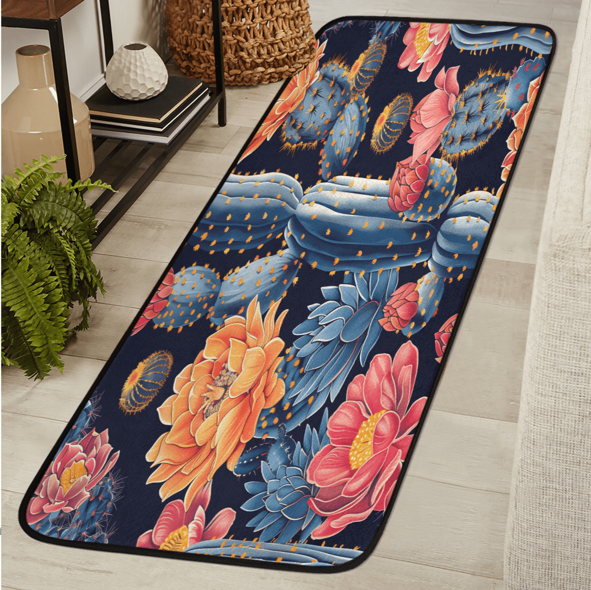 CURLYOOT Cactus Runner Rug 2'x6' Washable Kitchen Runner Rug Indoor Non ...