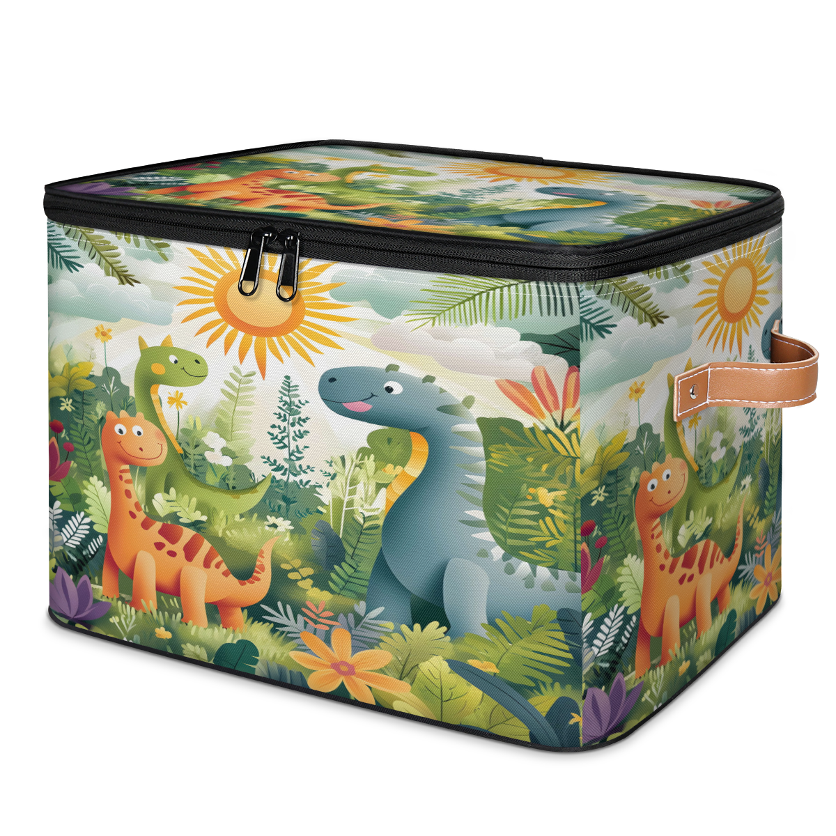CURLYOOT Cartoon Dinosaur Jungle Tropical Storage Bins with Lid ...