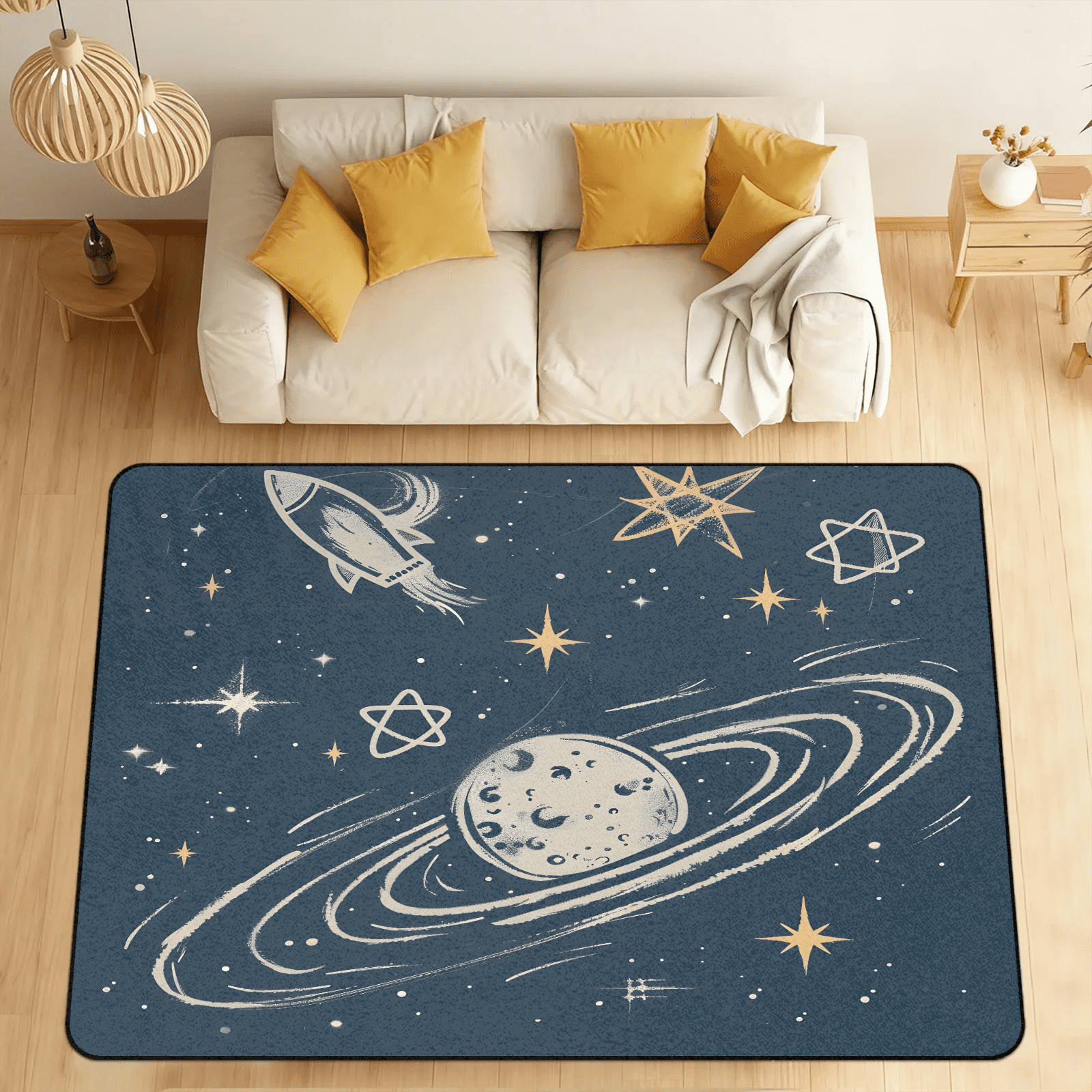 CURLYOOT Cartoon Galactic Space Area Rugs for Living Room Bedroom, 4 ...