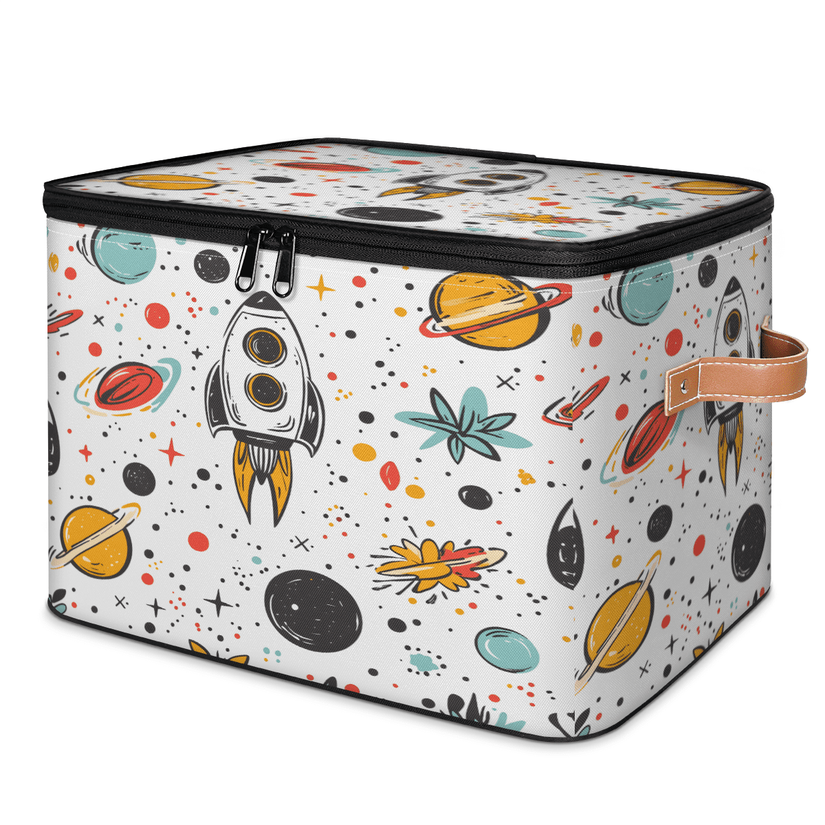 CURLYOOT Cartoon Planet Cute Galaxy Storage Bin with Zipper Lid, Fabric ...