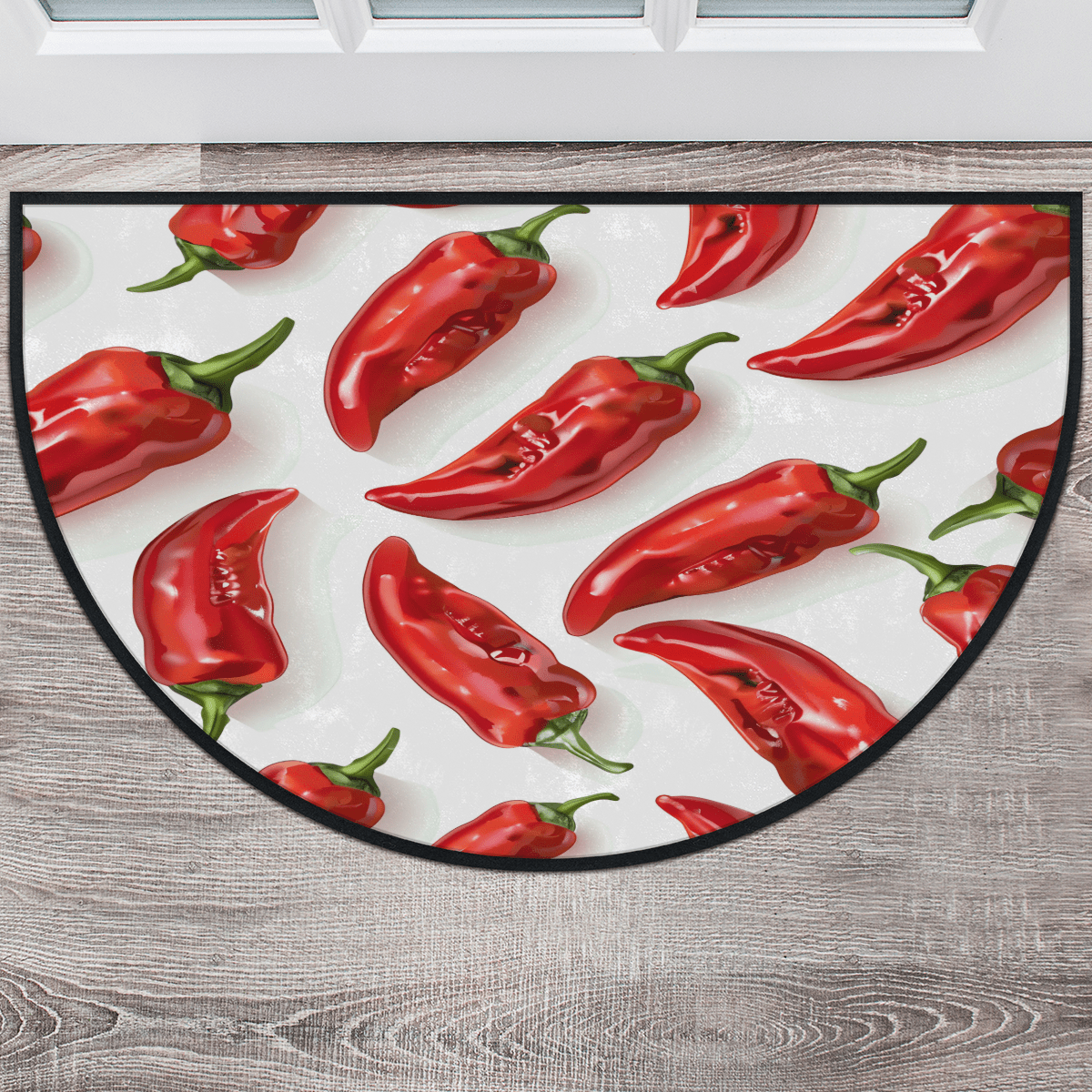 CURLYOOT Chilli Pepper Half Round Door Mat 40'' x 63'', Indoor Outdoor Entrance Rug, Semi ...