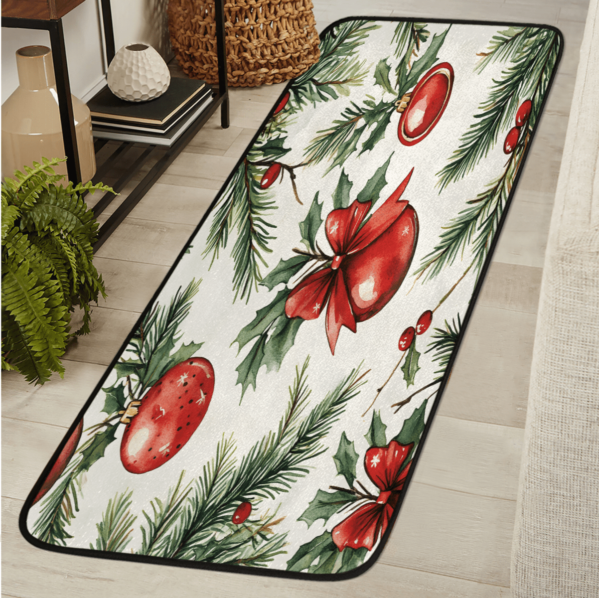 CURLYOOT Christmas Runner Rug 2'x6' Washable Kitchen Runner Rug Indoor ...