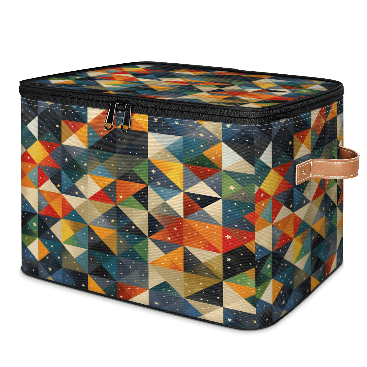 CURLYOOT Colorful Geometric Storage Bins with Zipper Lid Fabric Storage ...