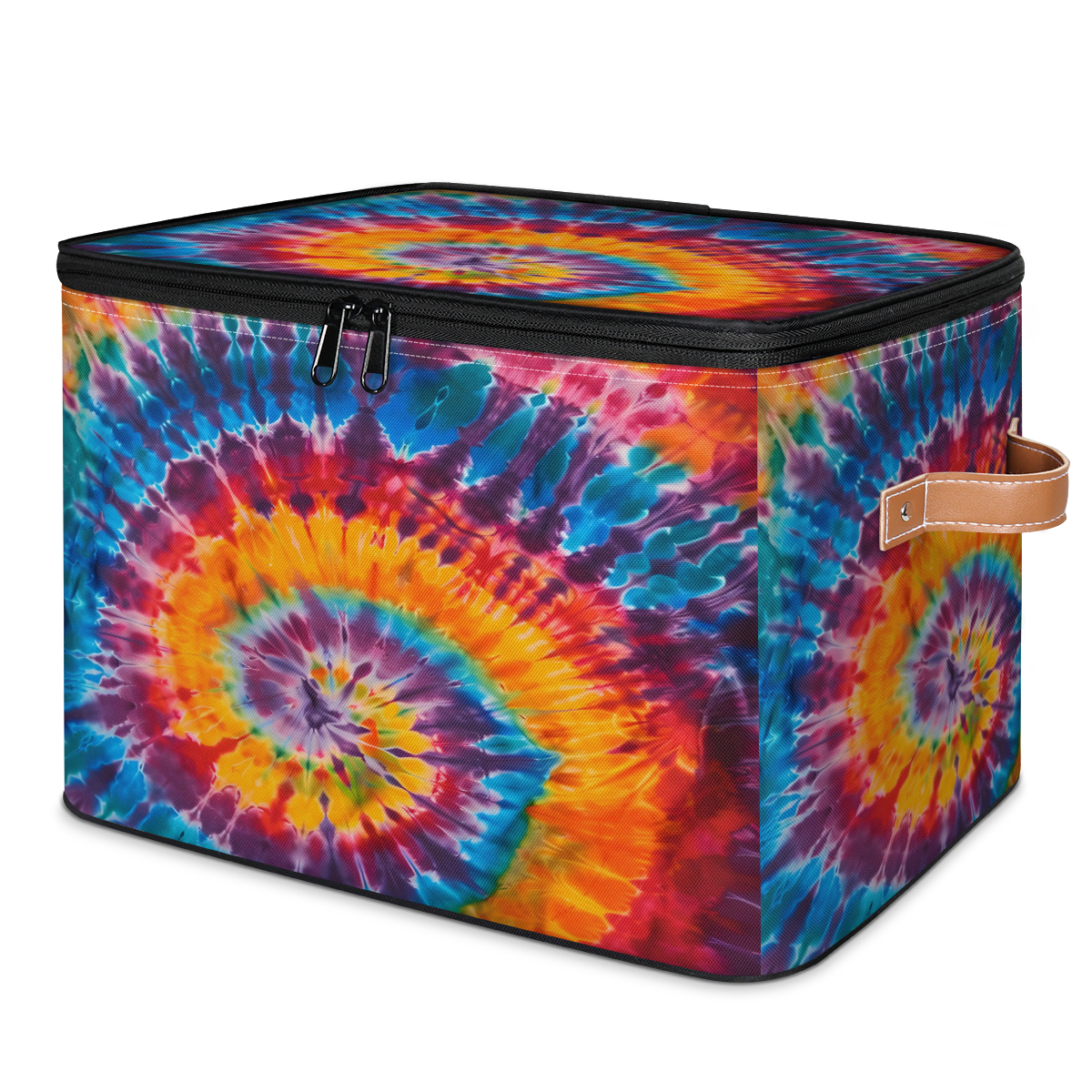 CURLYOOT Colorful Tie Dye Fabric Storage Bins with Lids, Abstract ...