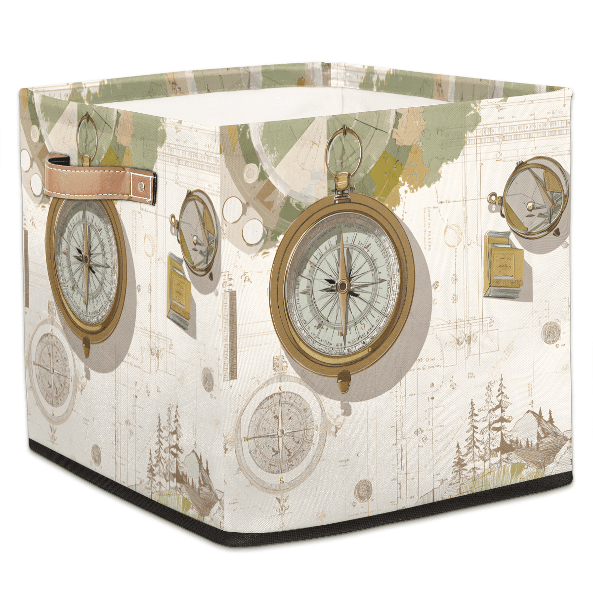 CURLYOOT Compass Rustic Farmhouse Cube Storage Bin, 13 x 13 x 13 ...